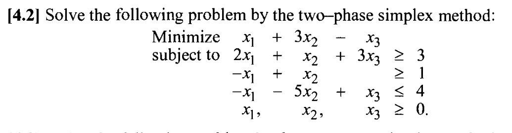 Solved 4.2] Solve the following problem by the two-phase | Chegg.com