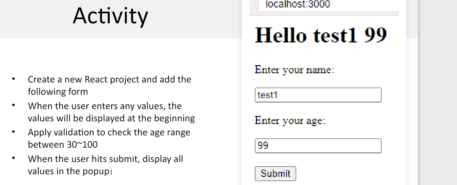 Solved Activity Hello Test1 99 Create A New React Project