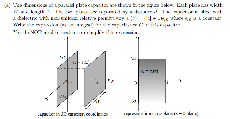 Solved (a) The dimensions of a parallel plate capacitor are | Chegg.com