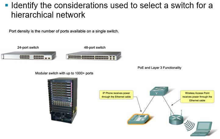 Identify the considerations used to select a switch | Chegg.com