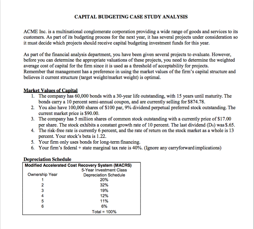 Solved CAPITAL BUDGETING CASE STUDY ANALYSIS ACME Inc Is A Chegg Solved CAPITAL BUDGETING CASE STUDY ANALYSIS ACME Inc Is A Chegg