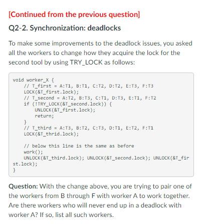 WHICH OF THESE WILL RUN WITHOUT GETTING A DEADLOCK? | Chegg.com