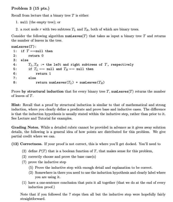 Solved Problem 3 15 Pts Recall From Lecture That A Binary 