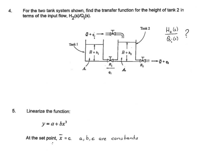 Solved For the two tank system shown, find the transfer | Chegg.com