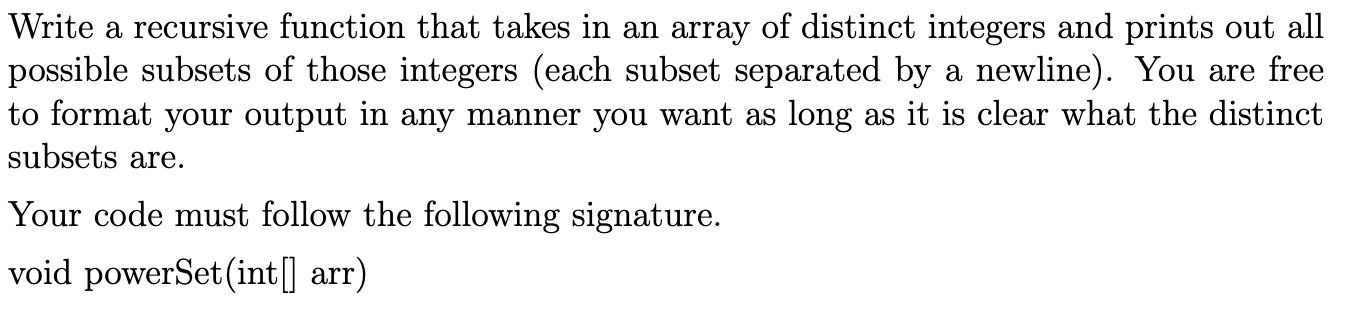 Solved Write a recursive function that takes in an array of | Chegg.com