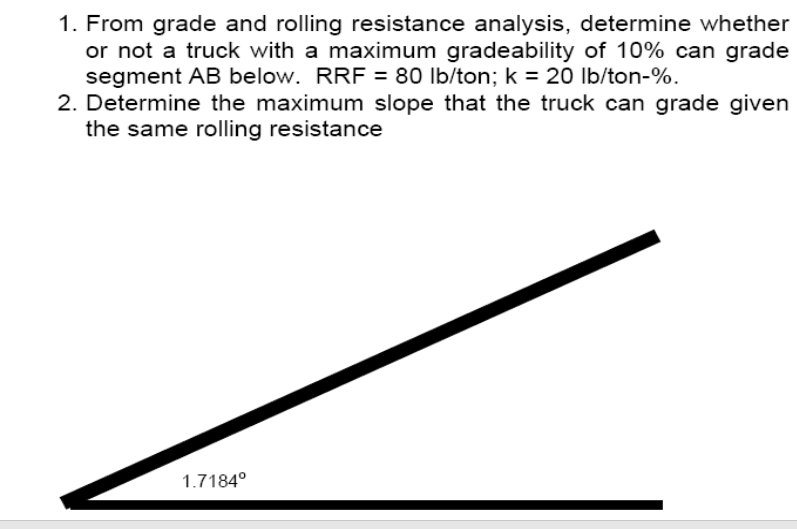 [Solved]: 1. From grade and rolling resistance analysis, d