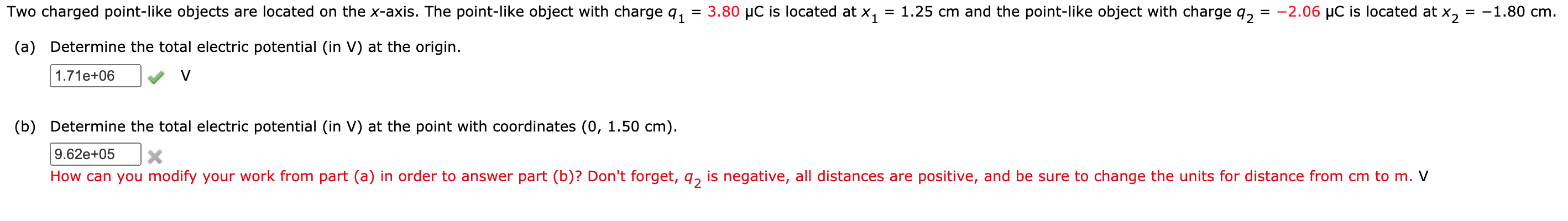 Solved Two charged point-like objects are located on the | Chegg.com