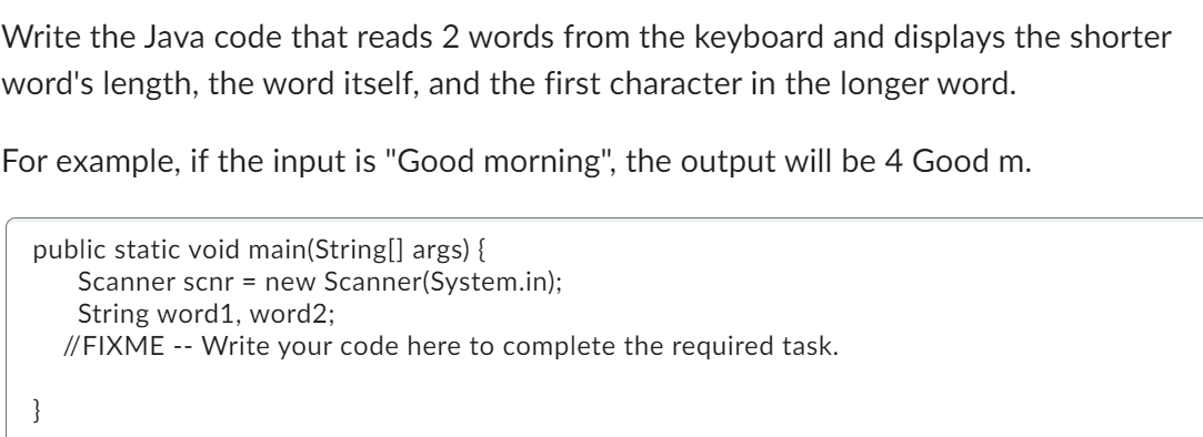 Solved Write the Java code that reads 2 words from the | Chegg.com