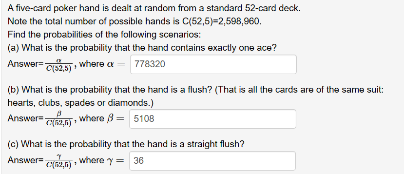 Solved A five-card poker hand is dealt at random from a | Chegg.com