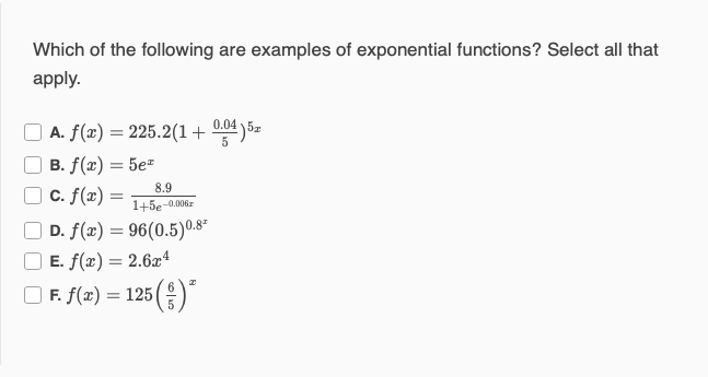 Solved Which of the following are examples of exponential | Chegg.com