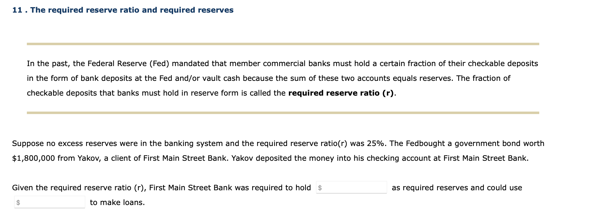 Solved 11. The required reserve ratio and required reserves | Chegg.com