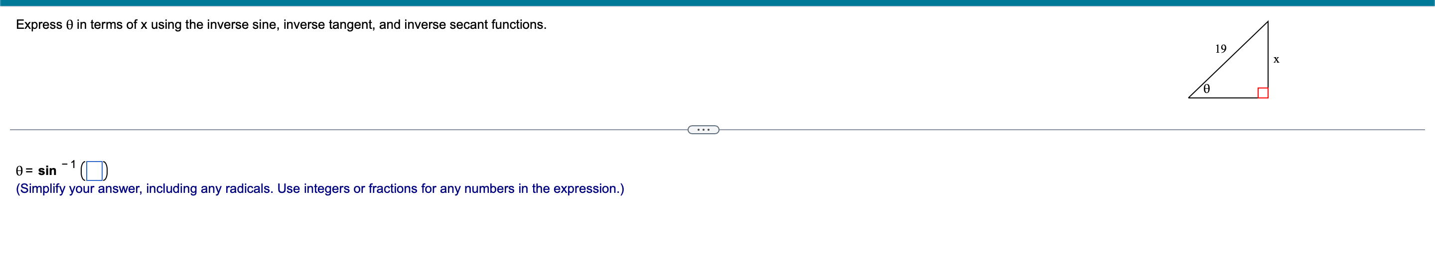 Solved Express in terms of x using the inverse sine, inverse | Chegg.com