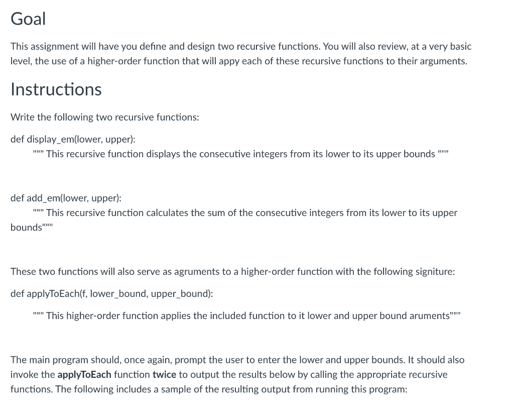 Solved Goal This assignment will have you define and design | Chegg.com