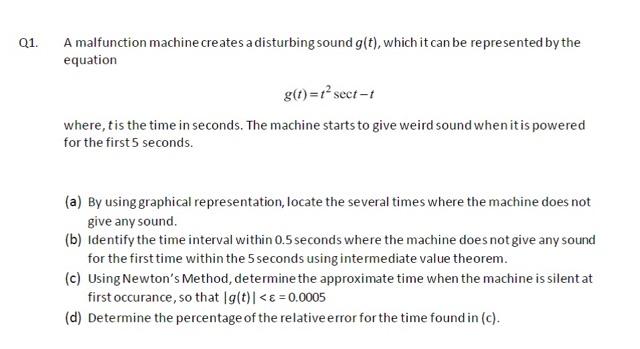 Solved Q1. A malfunction machine creates a disturbing sound | Chegg.com