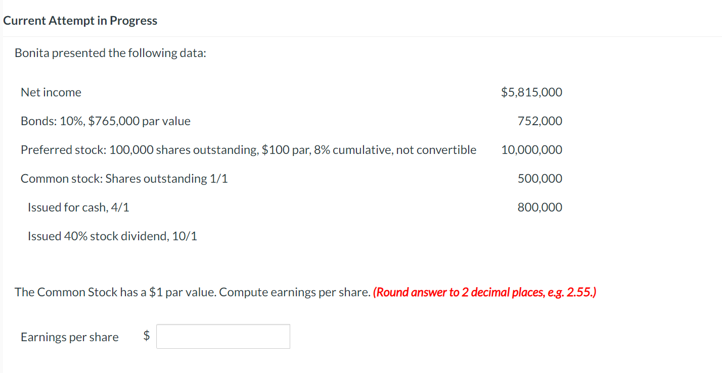 Solved The Common Stock has a \$1 par value. Compute | Chegg.com