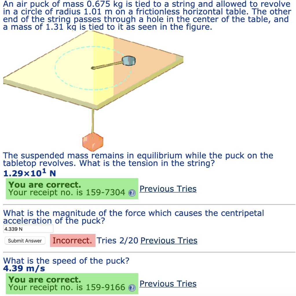 Solved An air puck of mass 0.675 kg is tied to a string and | Chegg.com