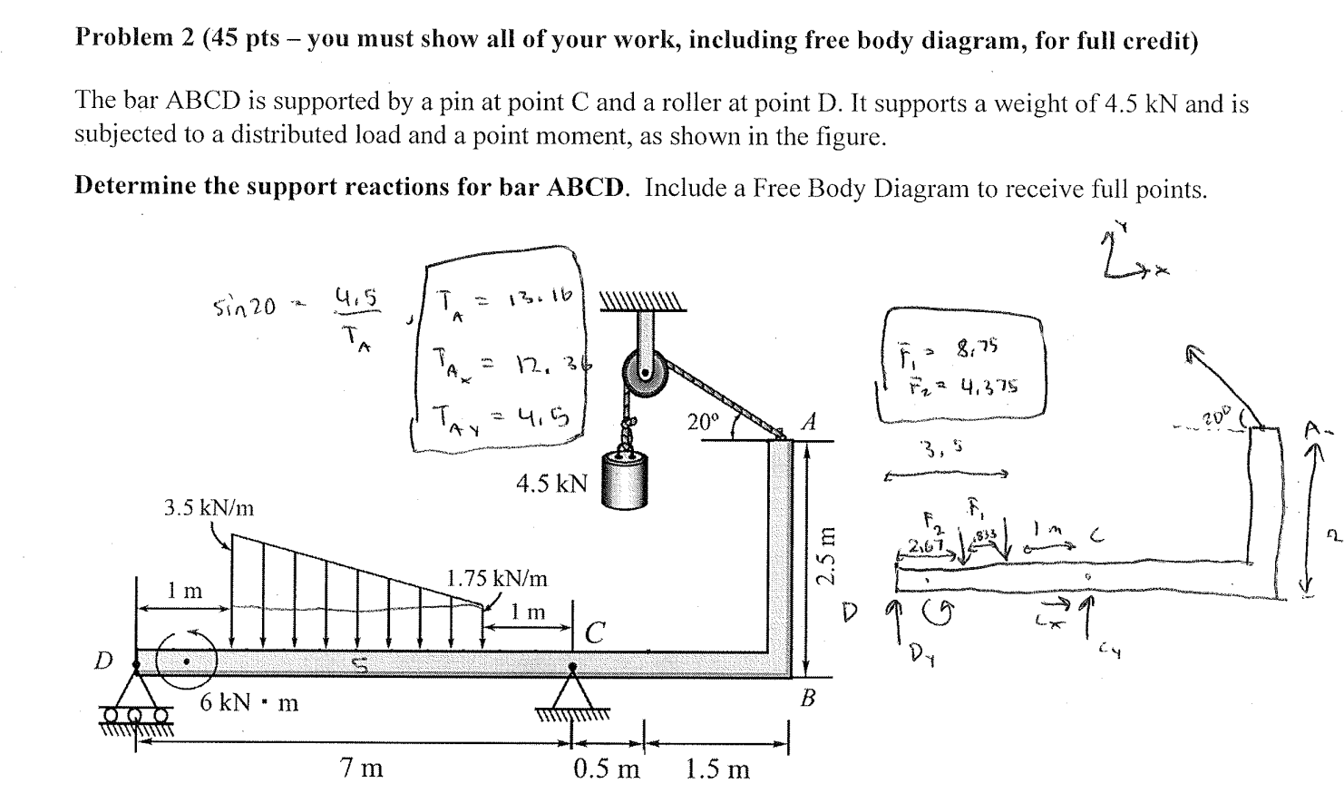 Solved Problem 2 (45 pts - you must show all of your work, | Chegg.com