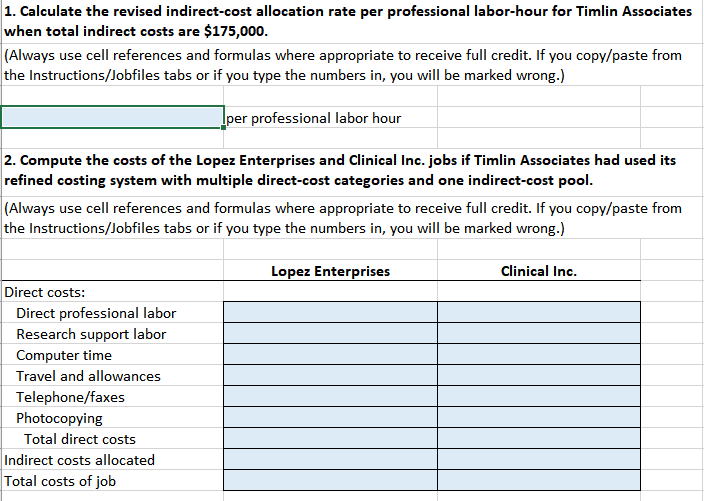 Solved 1. Calculate the revised indirect-cost allocation | Chegg.com