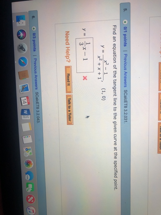 Solved 5. 0/1 points | Previous Answers SCalcET8 3.2.031 | Chegg.com