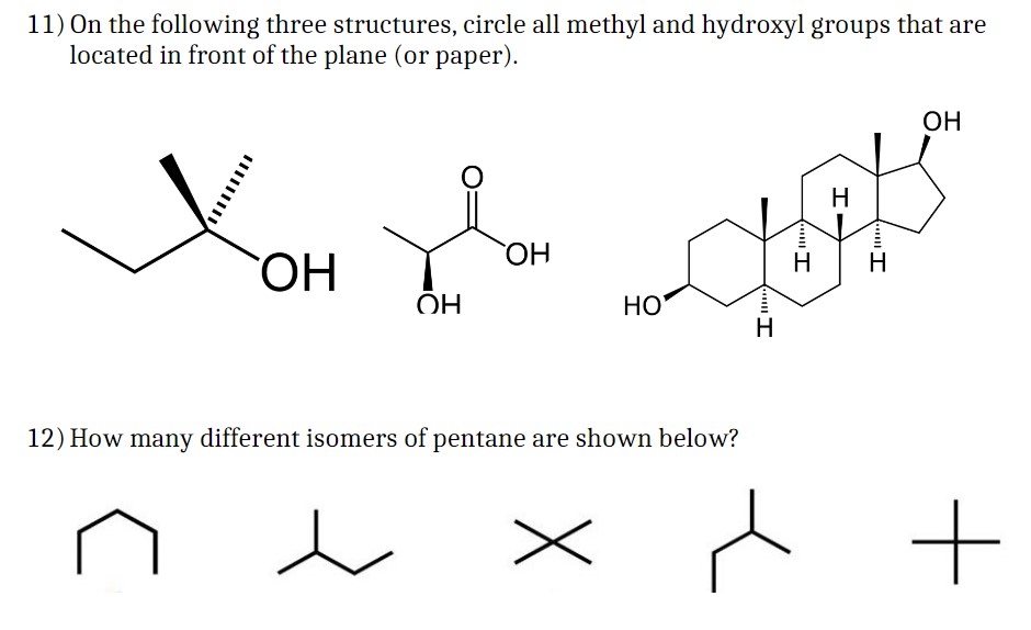 Solved 11) On the following three structures, circle all | Chegg.com
