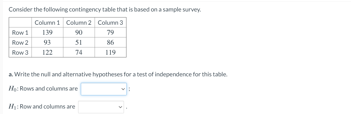 Solved Consider the following contingency table that is | Chegg.com