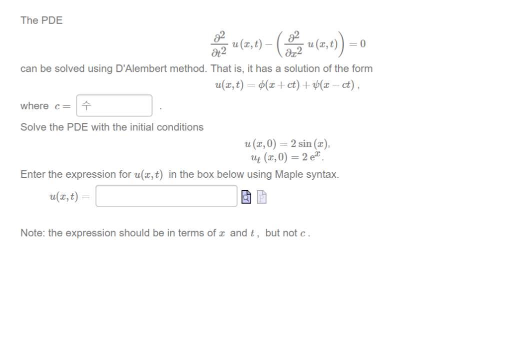 Solved The PDE can be solved using D'Alembert method. That | Chegg.com