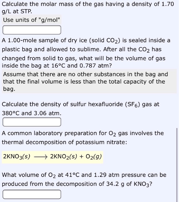 Solved 1.Calculate the molar mass of the gas having a | Chegg.com