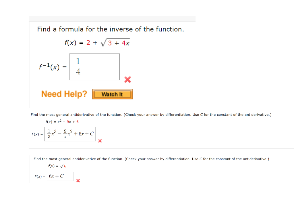 Solved Find a formula for the inverse of the function. f(x) | Chegg.com
