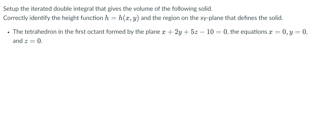 Solved Setup the iterated double integral that gives the | Chegg.com