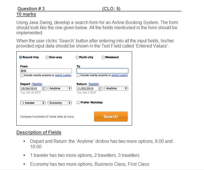 Using Java Swing, develop a search form for an | Chegg.com