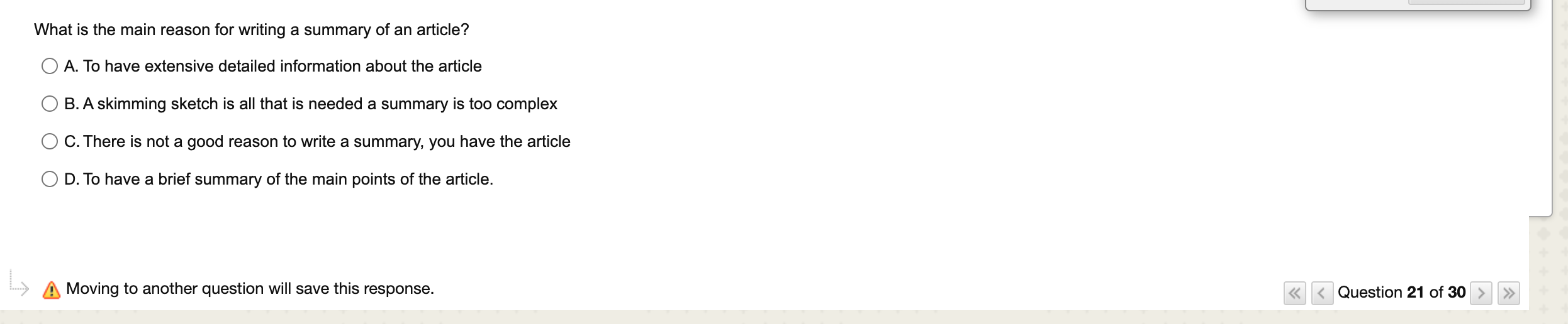 Solved What is the main reason for writing a summary of an | Chegg.com