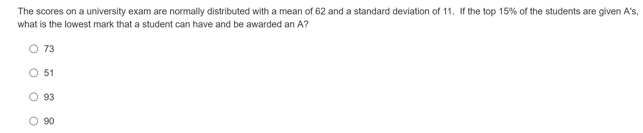 Solved The scores on a university exam are normally | Chegg.com