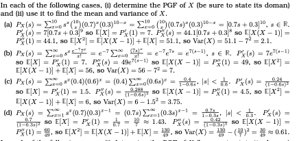 Solved In each of the following cases, (i) determine the PGF | Chegg.com