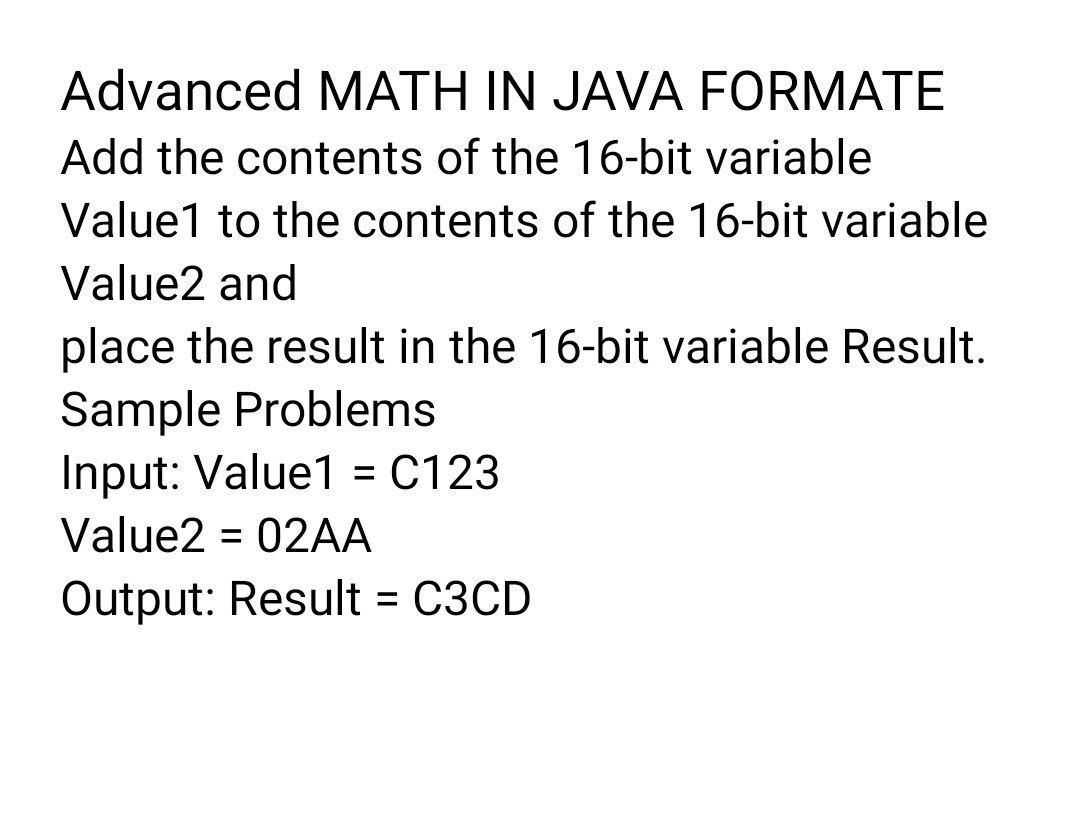 Solved Advanced MATH IN JAVA FORMATE Add the contents of the | Chegg.com