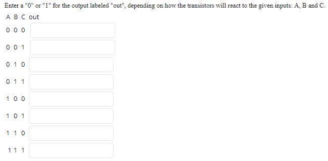 Solved Complete a truth table for the transistor-level | Chegg.com