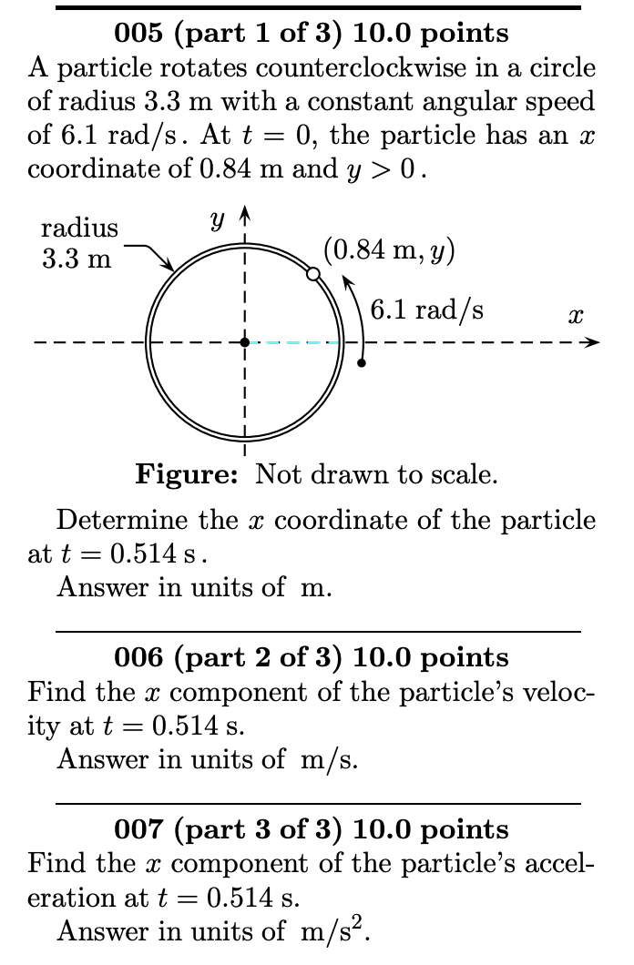 Solved 005 (part 1 of 3 ) 10.0 points A particle rotates | Chegg.com