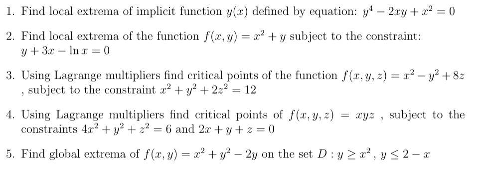 Solved 1. Find local extrema of implicit function y(x) | Chegg.com