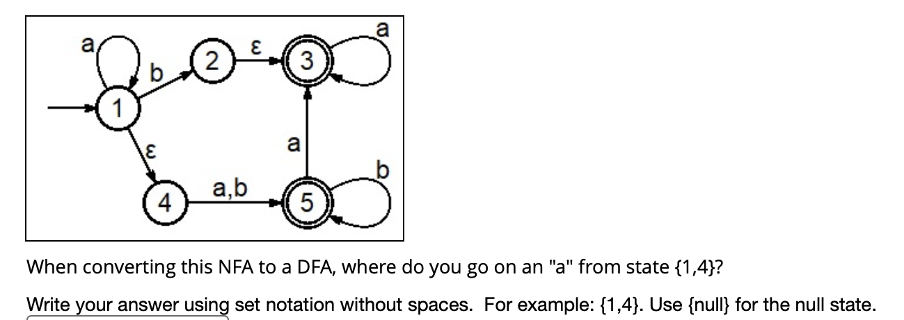 Solved When converting this NFA to a DFA, where do you go on | Chegg.com