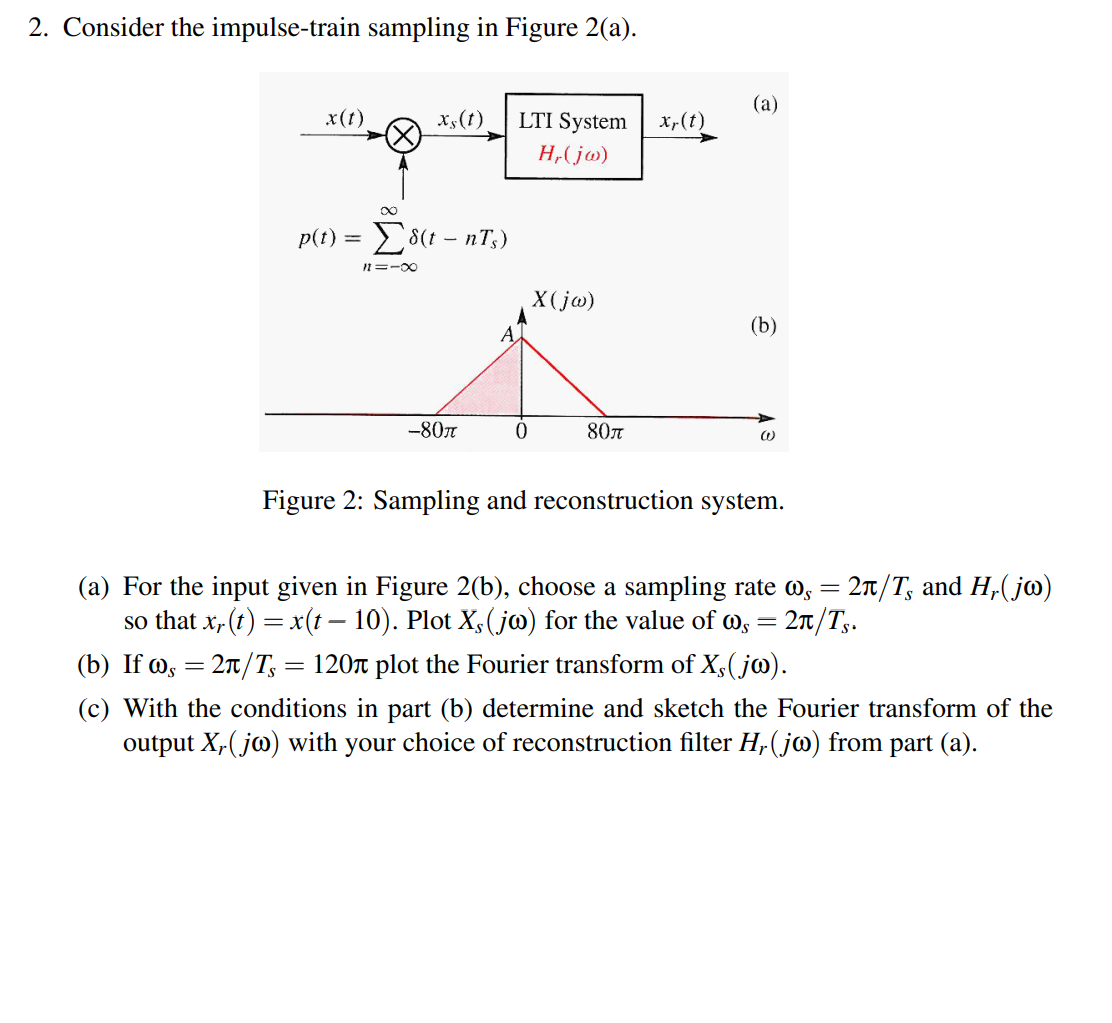 2. Consider the impulse-train sampling in Figure | Chegg.com 2. Consider the impulse-train sampling in Figure | Chegg.com