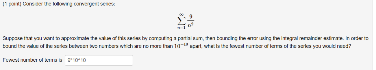 Solved (1 point) Consider the following series: - n-15 n2 n2 | Chegg.com