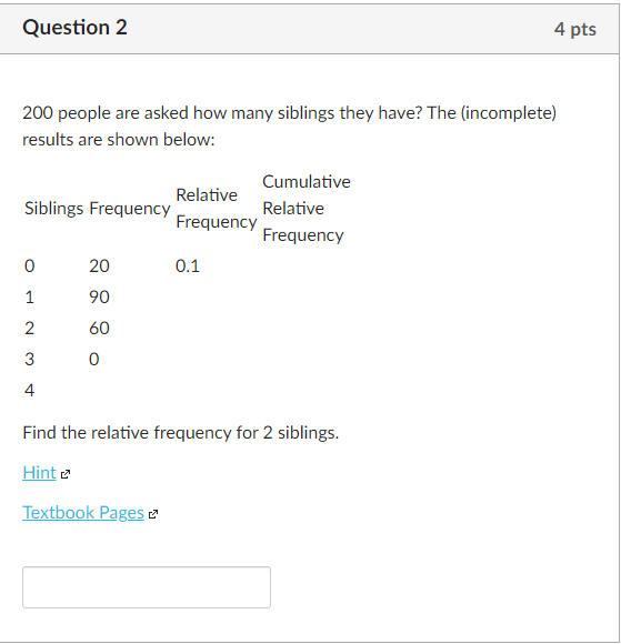 Solved Question 2 4 pts 200 people are asked how many | Chegg.com