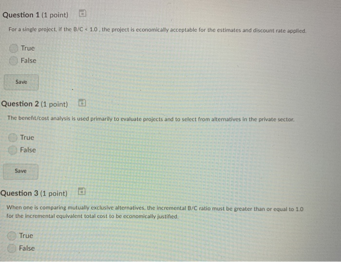 Solved Question 1 (1 point) D For a single project. if the | Chegg.com