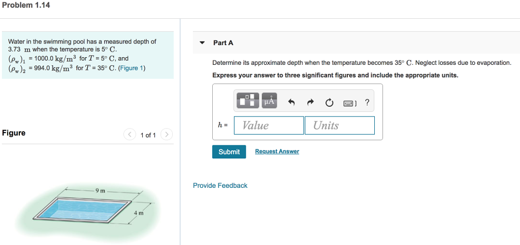 Solved Problem 1.14 Water in the swimming pool has a | Chegg.com
