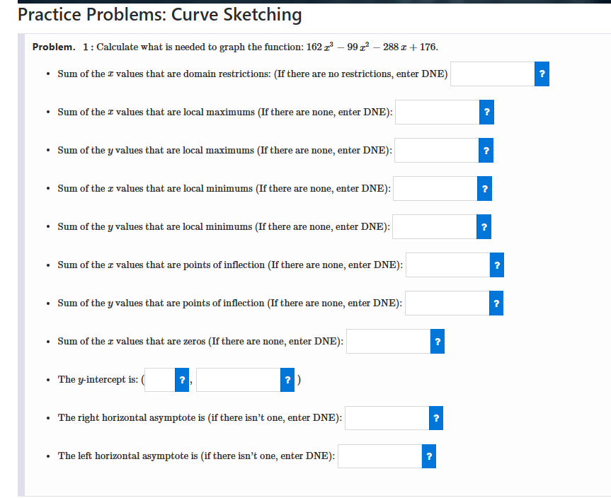 Solved Practice Problems: Curve Sketching Problem. 1: | Chegg.com Solved Practice Problems: Curve Sketching Problem. 1: | Chegg.com
