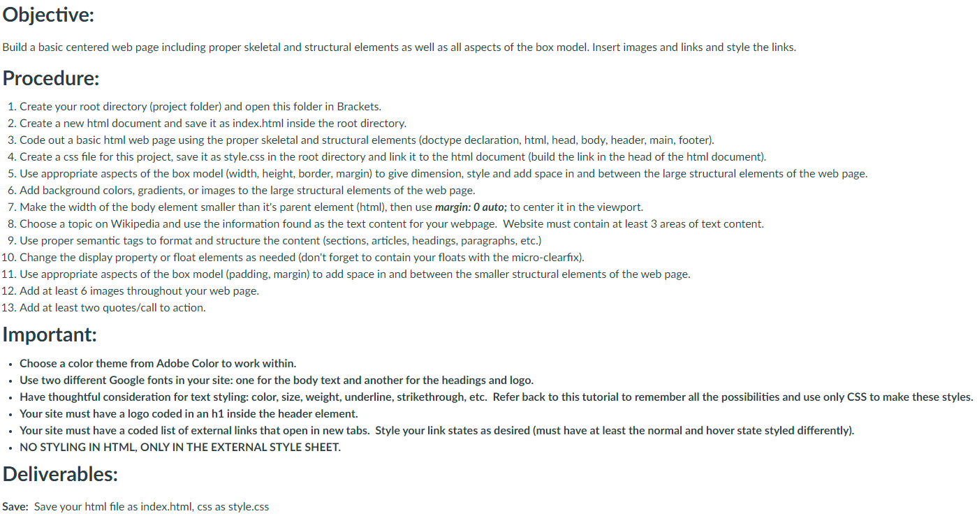 Solved Build a basic centered web page including proper | Chegg.com