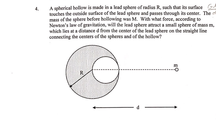 Solved A spherical hollow is made in a lead sphere of radius | Chegg.com