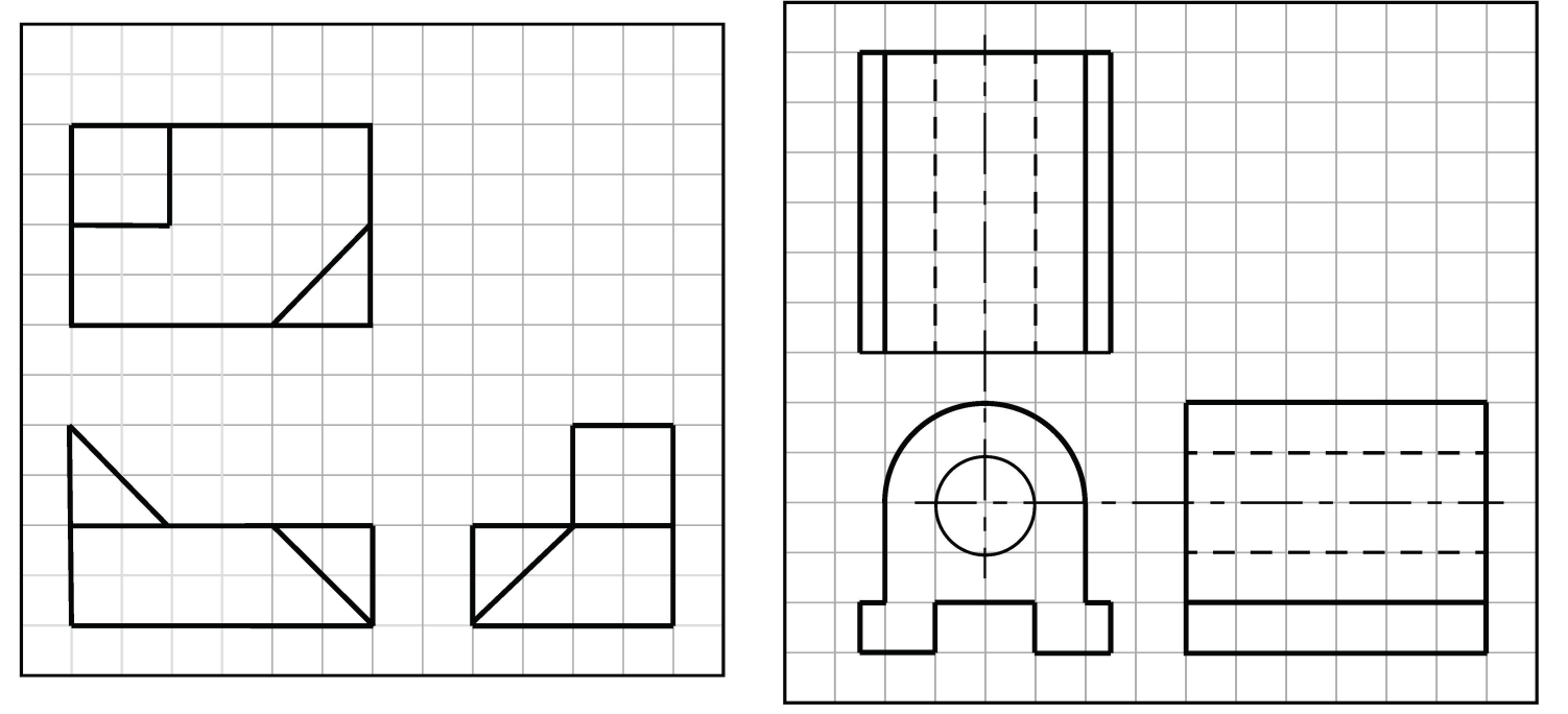 Solved Create three views of each of the attached | Chegg.com