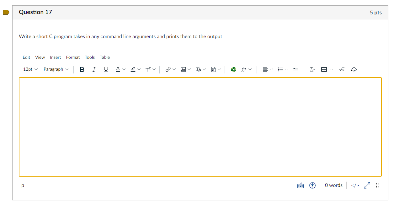 Solved Question 17 5 Pts Write A Short C Program Takes In 5331