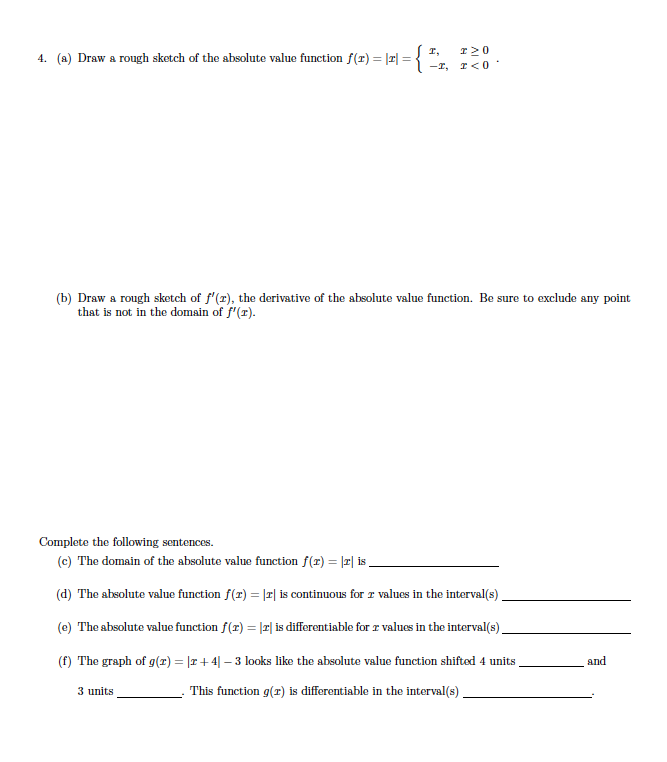 Solved 4. (a) Draw a rough sketch of the absolute value | Chegg.com