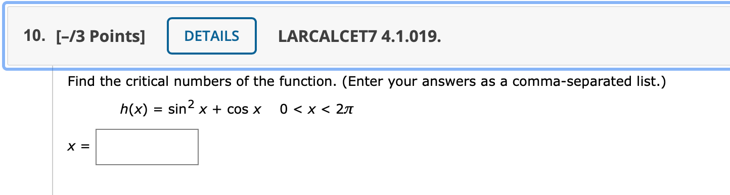 Solved 10. [-13 Points] DETAILS LARCALCET7 4.1.019. Find the | Chegg.com